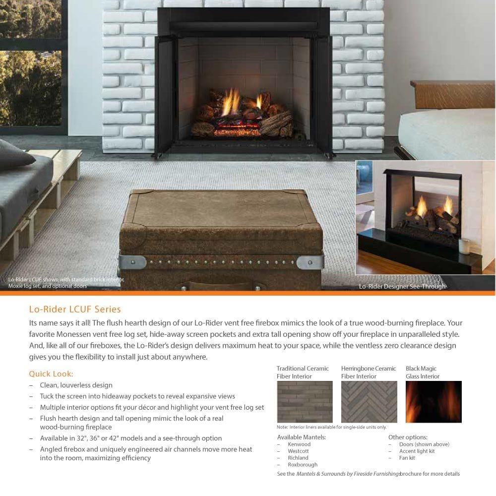 Monessen 36" Lo-Rider Double-Sided Clean Face Vent Free Firebox ...